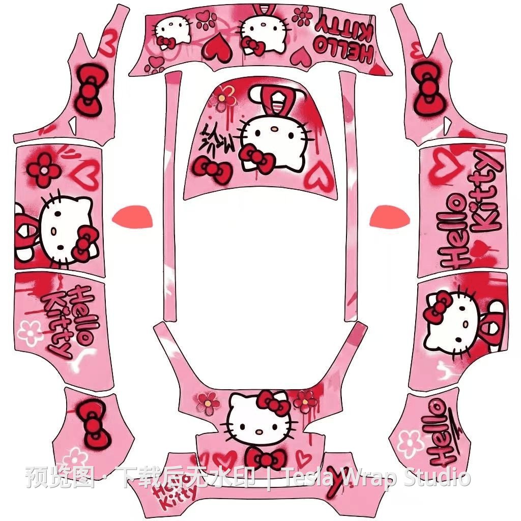 hello kitty Model Y - Model Y 喷漆车间模板 | Tesla Wrap Studio